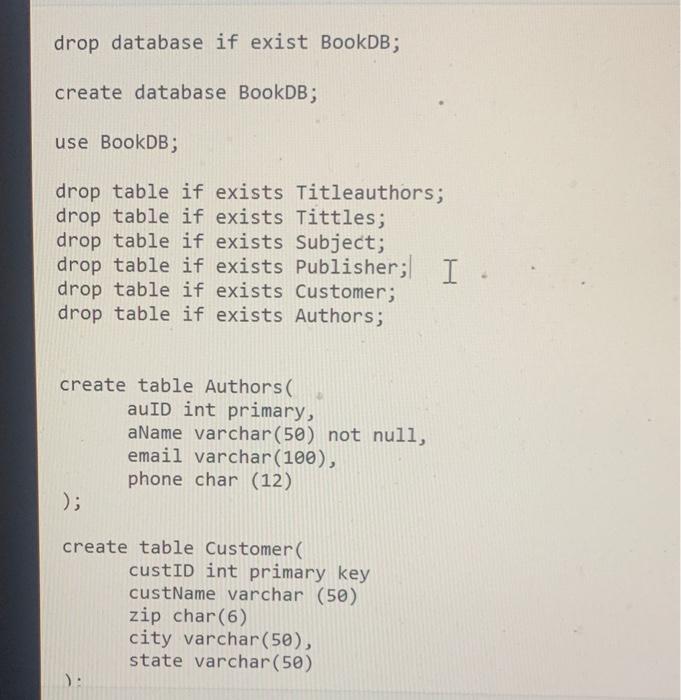 Solved help with database show the execution as shown in the | Chegg.com