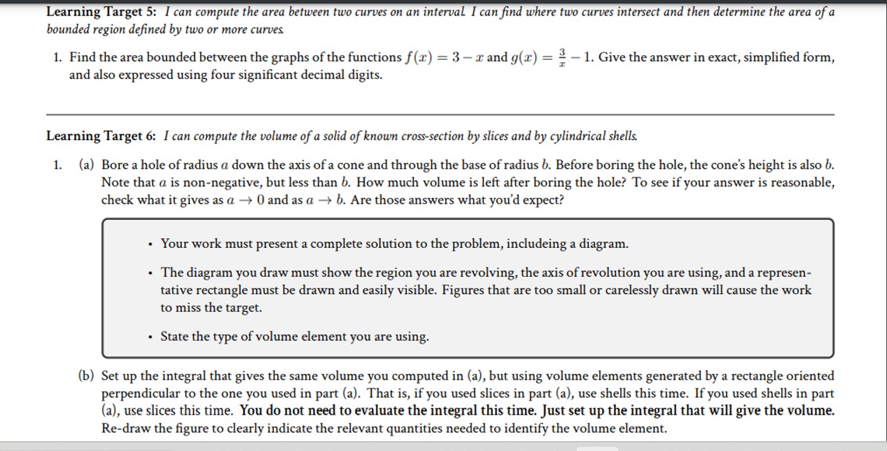 Solved Learning Target 5: I can compute the area between two | Chegg.com