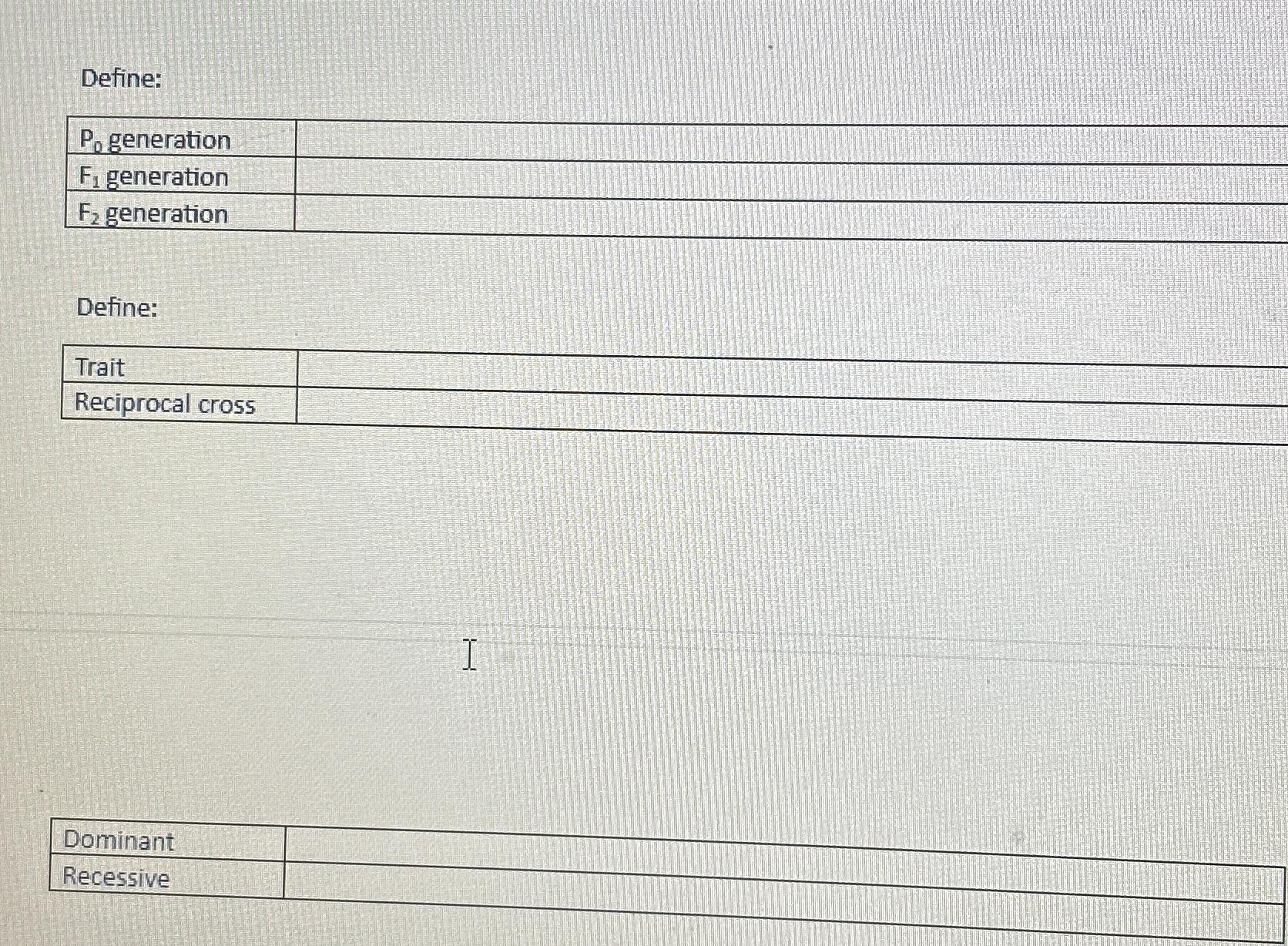 Solved Define:\table[[P0 ﻿generation,,,],[F1 | Chegg.com