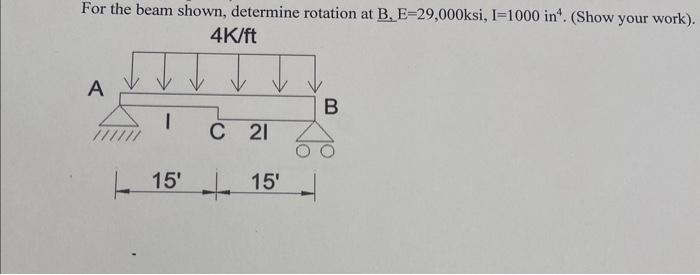 Solved For the beam shown, determine rotation at | Chegg.com