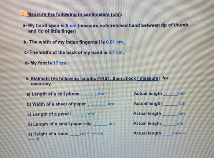 Solved 4. Estimate the following lengths FIRST then check | Chegg.com