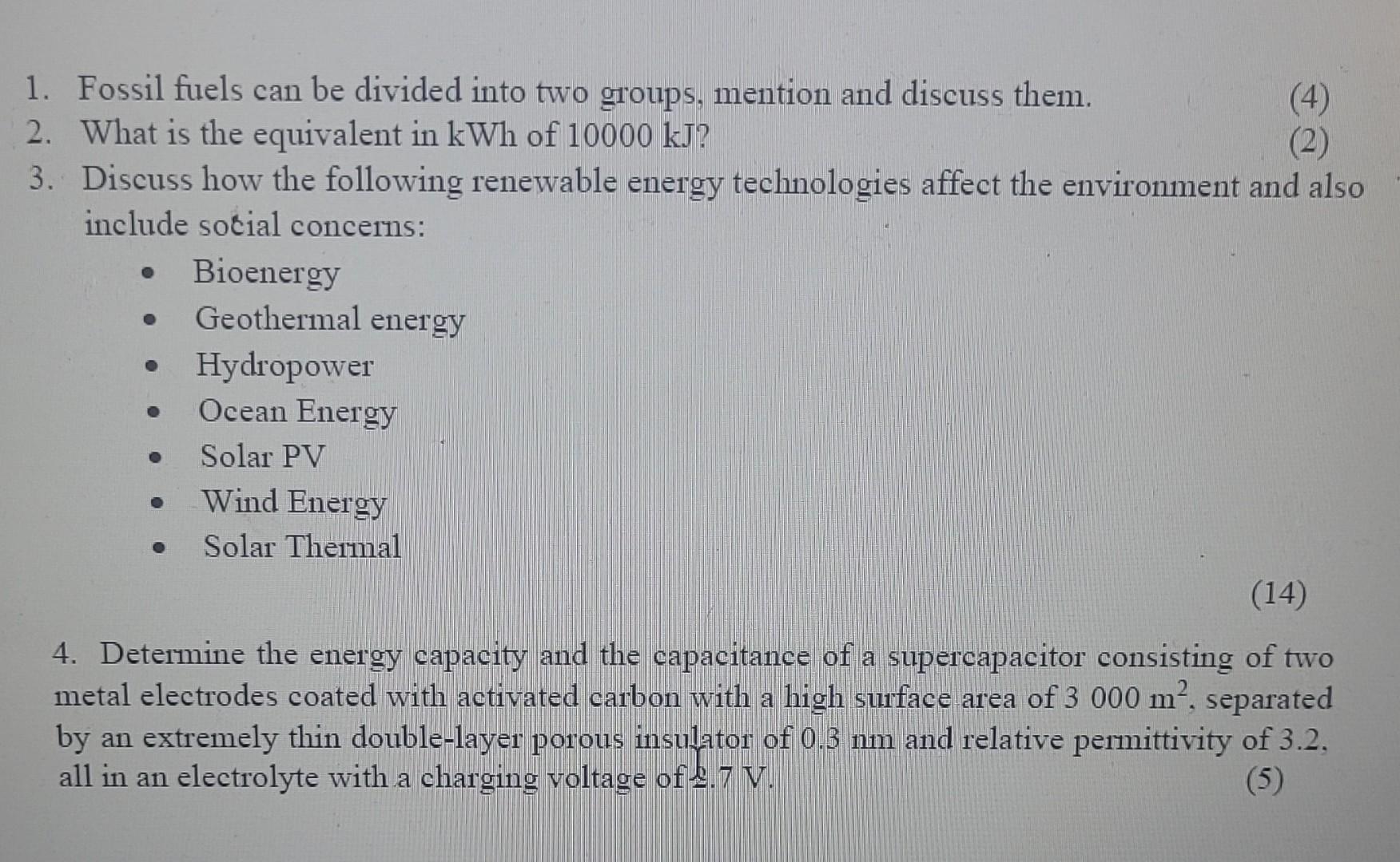 Solved 1. Fossil fuels can be divided into two groups, | Chegg.com