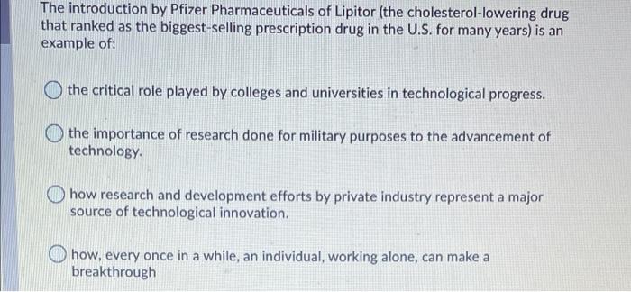 Solved The introduction by Pfizer Pharmaceuticals of Lipitor | Chegg.com
