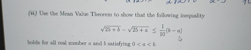Solved (ii) ﻿Use the Mean Value Theorem to show that the | Chegg.com