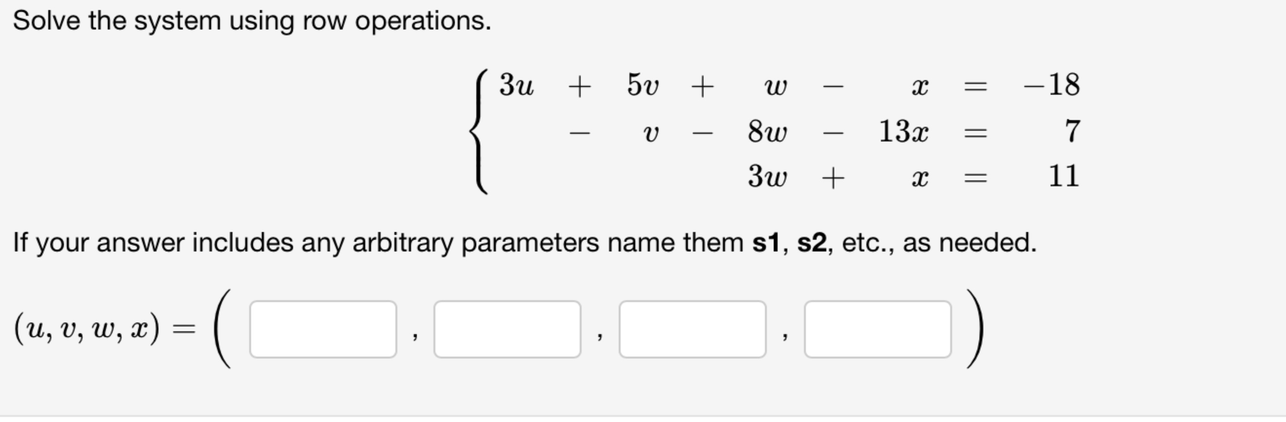 Solved Solve the system using row | Chegg.com