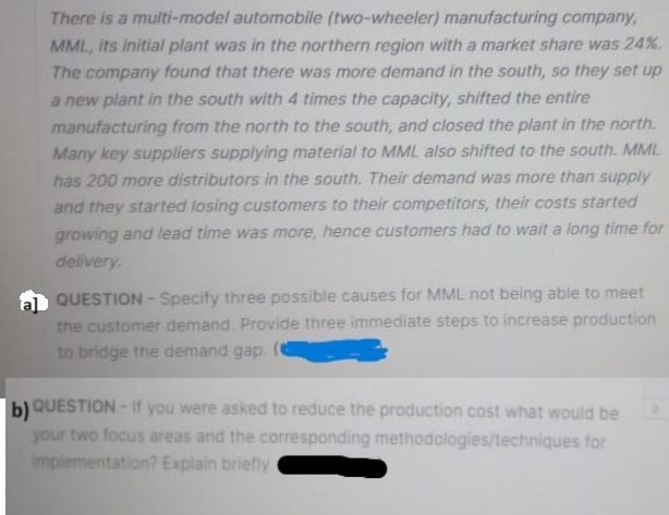 Solved There is a multi-model automobile (two-wheeler) | Chegg.com