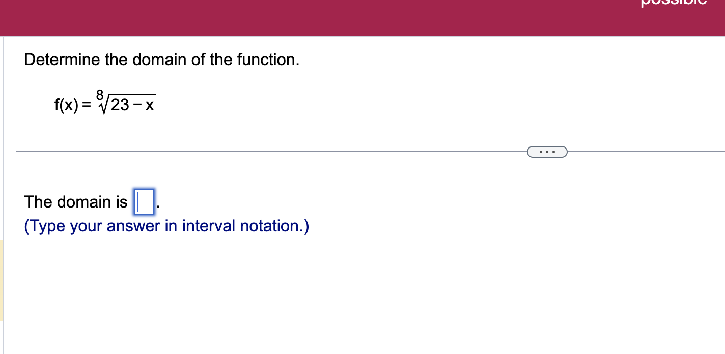 Solved Determine the domain of the function.f(x)=23-x8The | Chegg.com