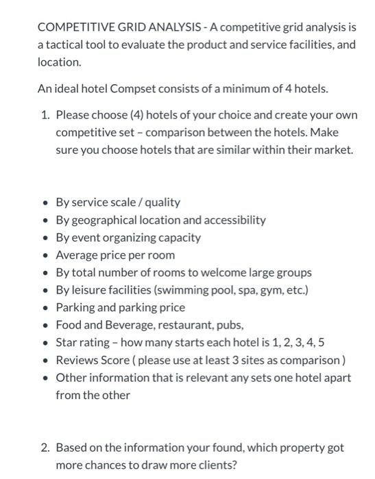 Solved COMPETITIVE GRID ANALYSIS - A competitive grid | Chegg.com