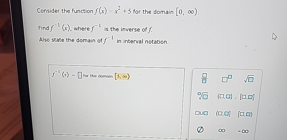 Solved Consider the function f(x)=x2+5 ﻿for the domain | Chegg.com