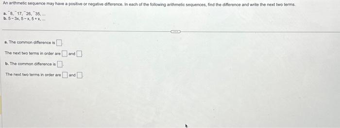 Solved An arithmetic sequence may have a positive or | Chegg.com