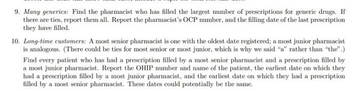 Solved Dur schema for this assignment is for a pharmacy. | Chegg.com