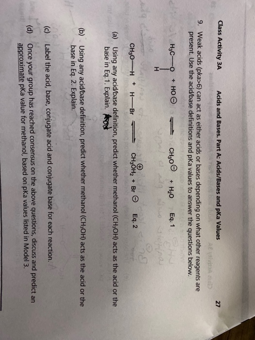 Solved 27 Class Activity 3A Acids and Bases. Part A: | Chegg.com