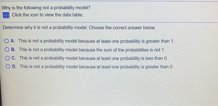 Solved Why is the following not a probability model? Click | Chegg.com