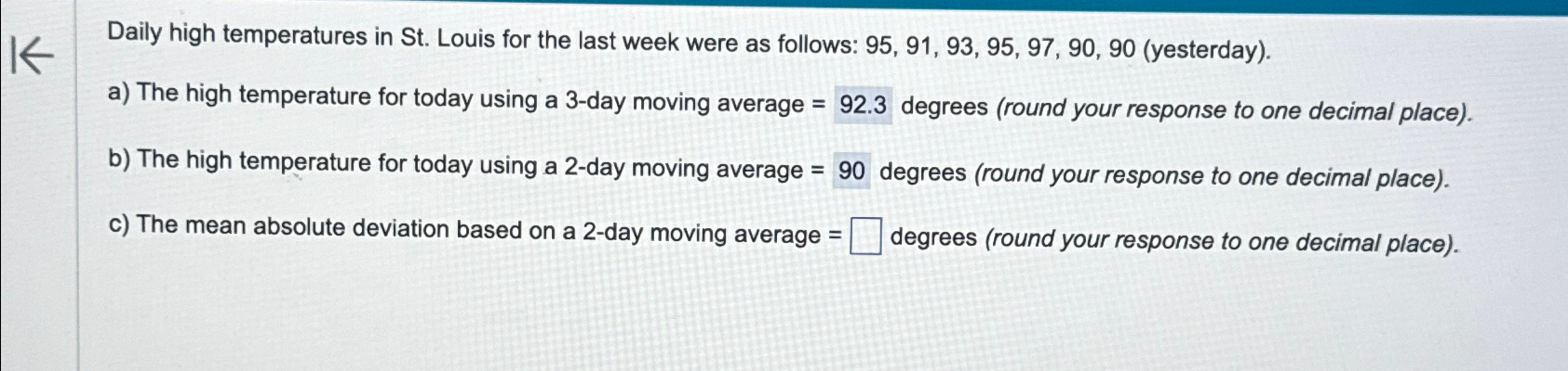 Daily high temperatures in St. ﻿Louis for the last | Chegg.com