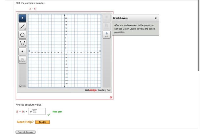 Solved Plot the complex number. 3−5i Graph Layers After you | Chegg.com