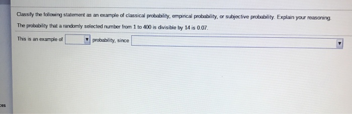 Solved Classify the following statement as an example of | Chegg.com