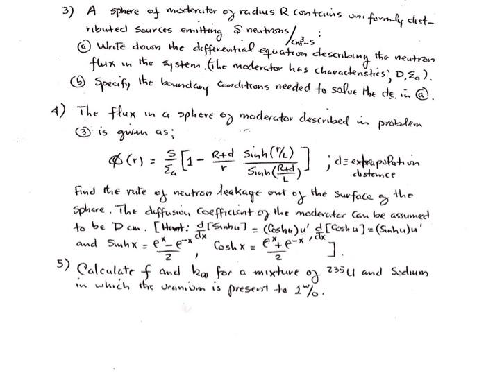 Solved trons/ms 3) A sphere of moderator > radius R contains | Chegg.com