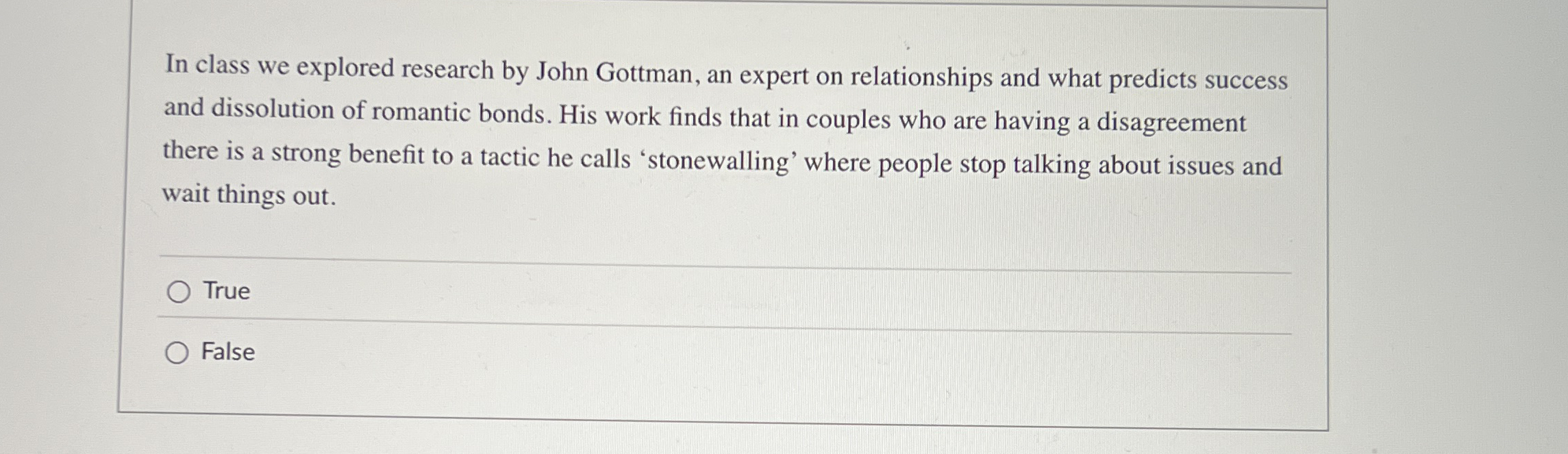 Solved In class we explored research by John Gottman, an | Chegg.com