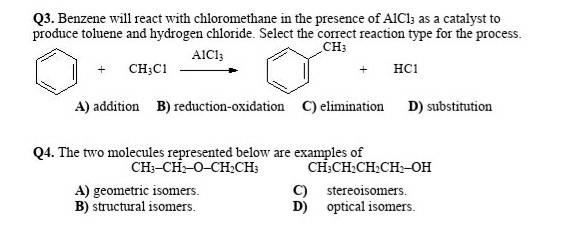 Solved Q3. Benzene will react with chloromethane in the | Chegg.com