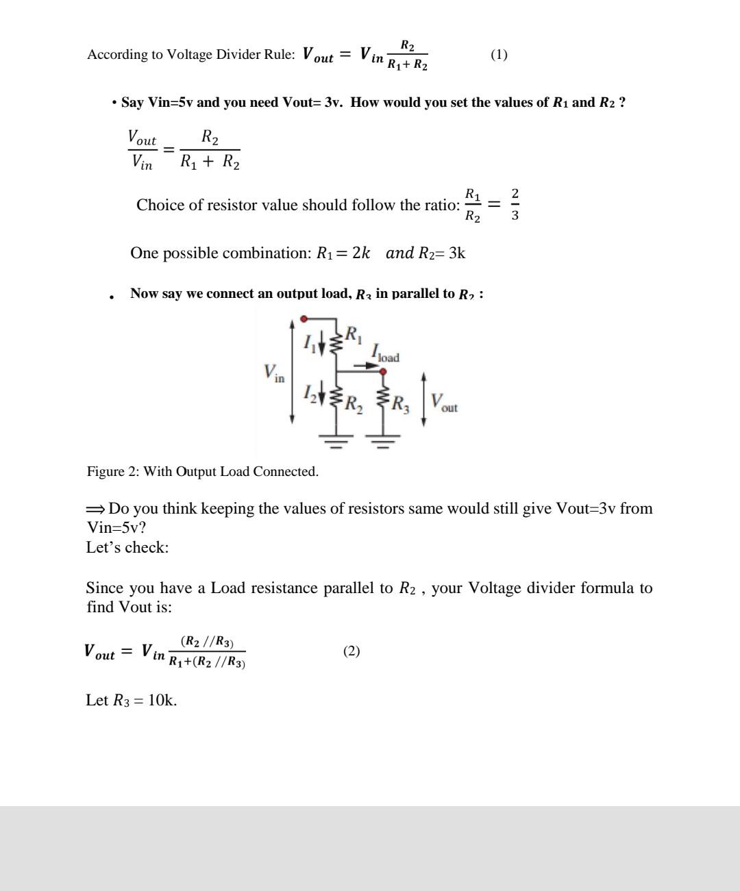 Lab 3: Loading Effect of Voltage Divider Circuit | Chegg.com