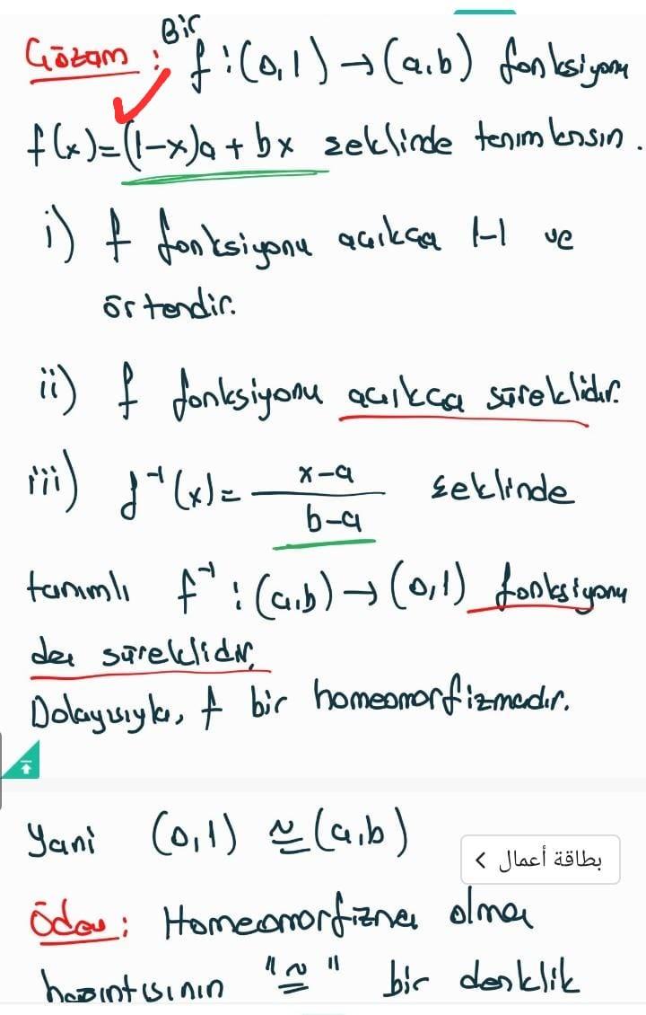 Gozam : f:(0,1)→(a,b) fon ksiyom f(x)=(1−x)a+bx | Chegg.com
