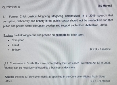 Solved QUESTION 3[15 ﻿Marks]3.1. ﻿Former Chief Justice | Chegg.com