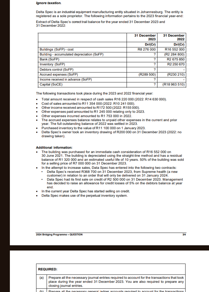 Ignore taxation.Delta Spec is an industrial equipment | Chegg.com