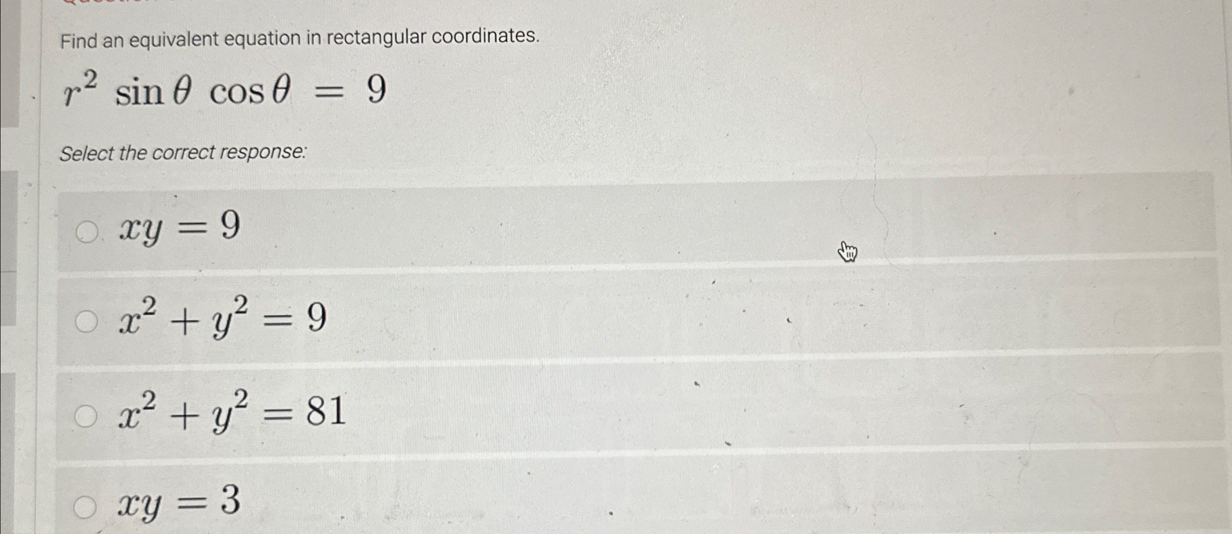 Find an equivalent equation in rectangular | Chegg.com