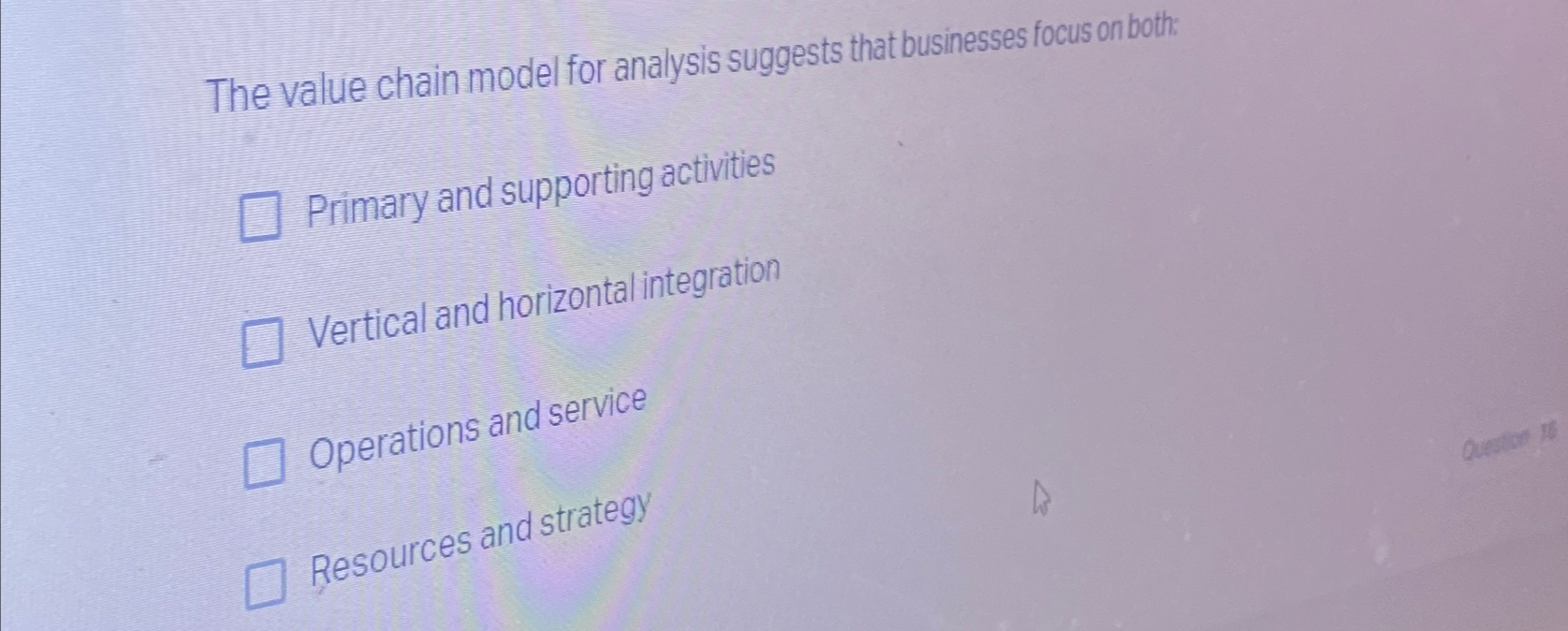 Solved The value chain model for analysis suggests that | Chegg.com