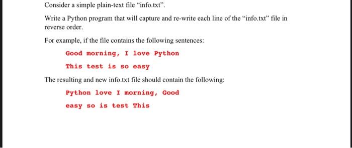Solved Consider a simple plain-text file "info.txt". Write a | Chegg.com