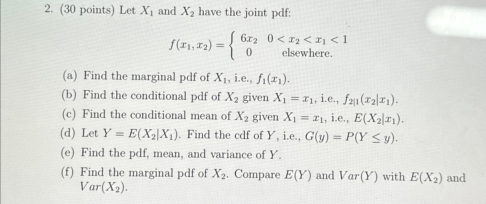 Solved (30 ﻿points) ﻿Let x1 ﻿and x2 ﻿have the joint | Chegg.com