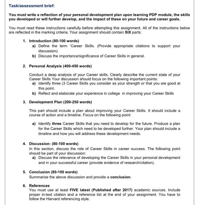 Solved Cask/assessment brief: ou must write a reflection of | Chegg.com