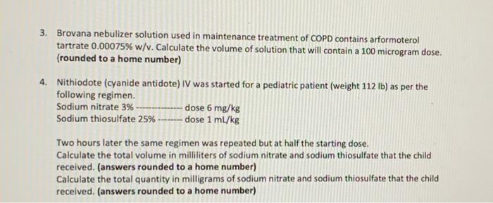Solved 3. Brovana nebulizer solution used in maintenance | Chegg.com