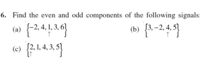 Solved 6. Find the even and odd components of the following | Chegg.com