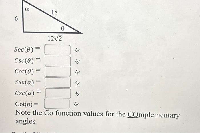 Solved Find the values of each Trigonometric Function. Round | Chegg.com