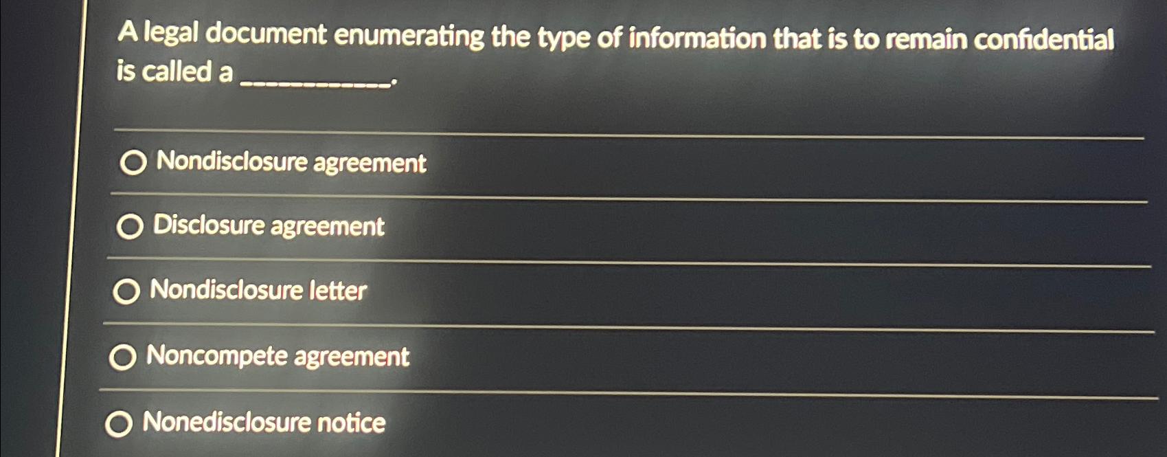 Solved A legal document enumerating the type of information | Chegg.com