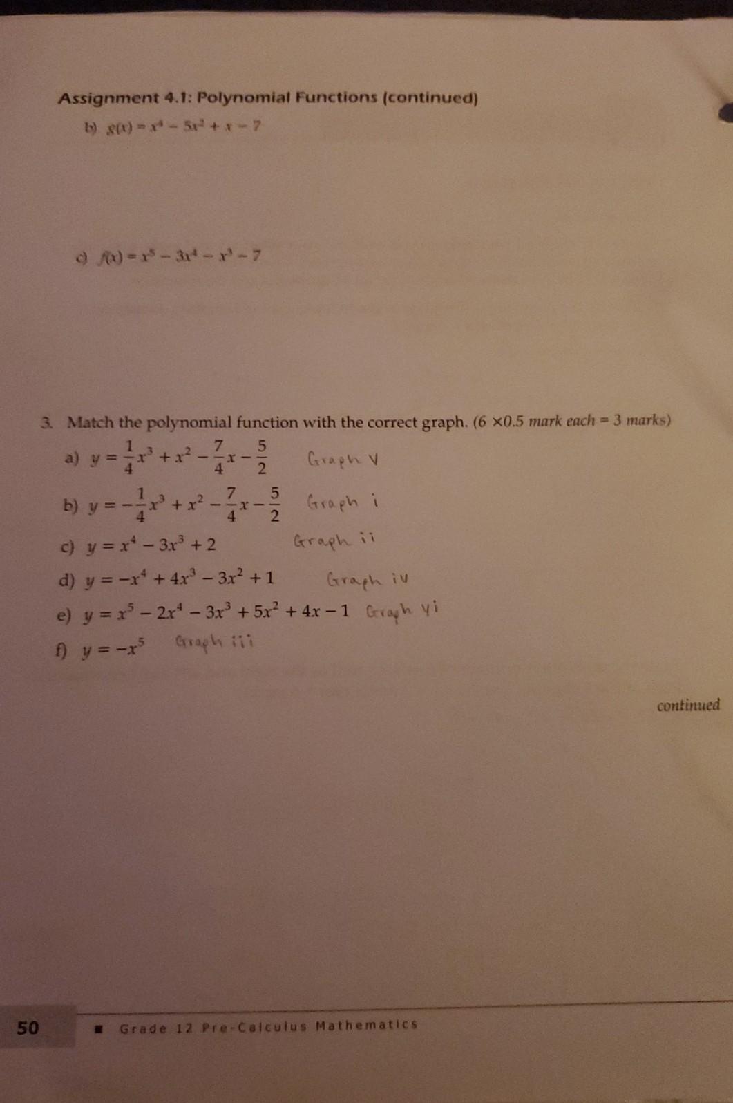 Solved Assignment 4.1 Polynomial Functions Total: 40 marks | Chegg.com