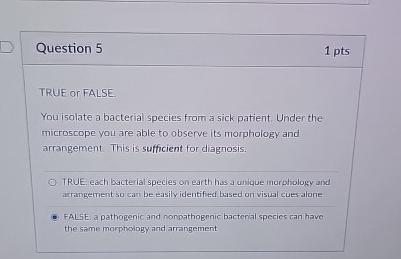 Solved Question 51 ﻿ptsTRUE or FALSE.You isolate a bacterial | Chegg.com