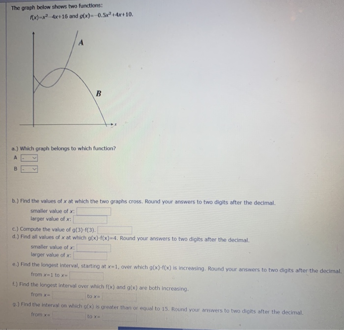 Solved The graph below shows two functions: F(x)=x2 4x+16 | Chegg.com