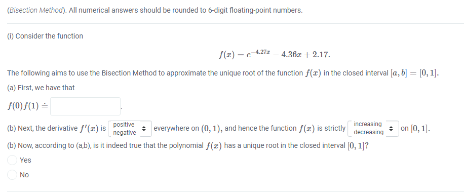 Solved (Bisection Method). ﻿All numerical answers should be | Chegg.com