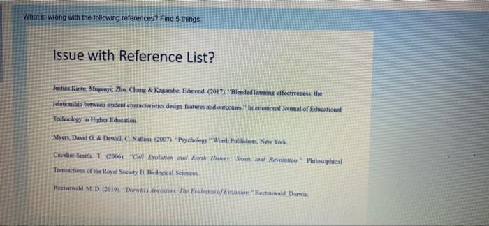 Solved What is wrong with the following references? Find 5 | Chegg.com