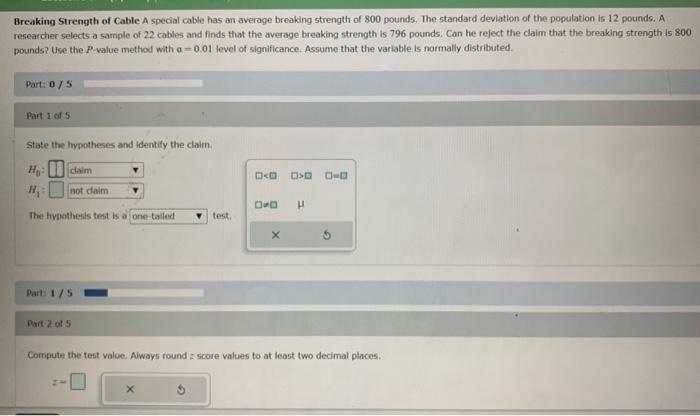 Solved Breaking Strength of Cable A special cable has an | Chegg.com