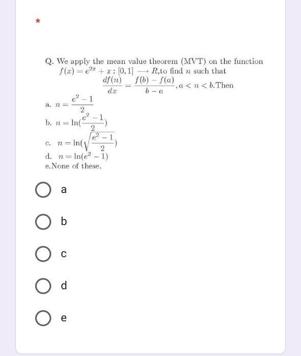 Solved a. 72 = Q. We apply the mean value theorem (MVT) on | Chegg.com