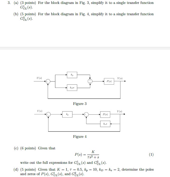 Solved (a) (3 ﻿points) ﻿For the block diagram in Fig. 3, | Chegg.com