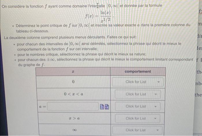 f(x)=x1/2ln(x). - Déterminez le point critique de f | Chegg.com