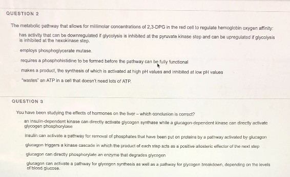Solved QUESTION 2 The metabolic pathway that allows for | Chegg.com