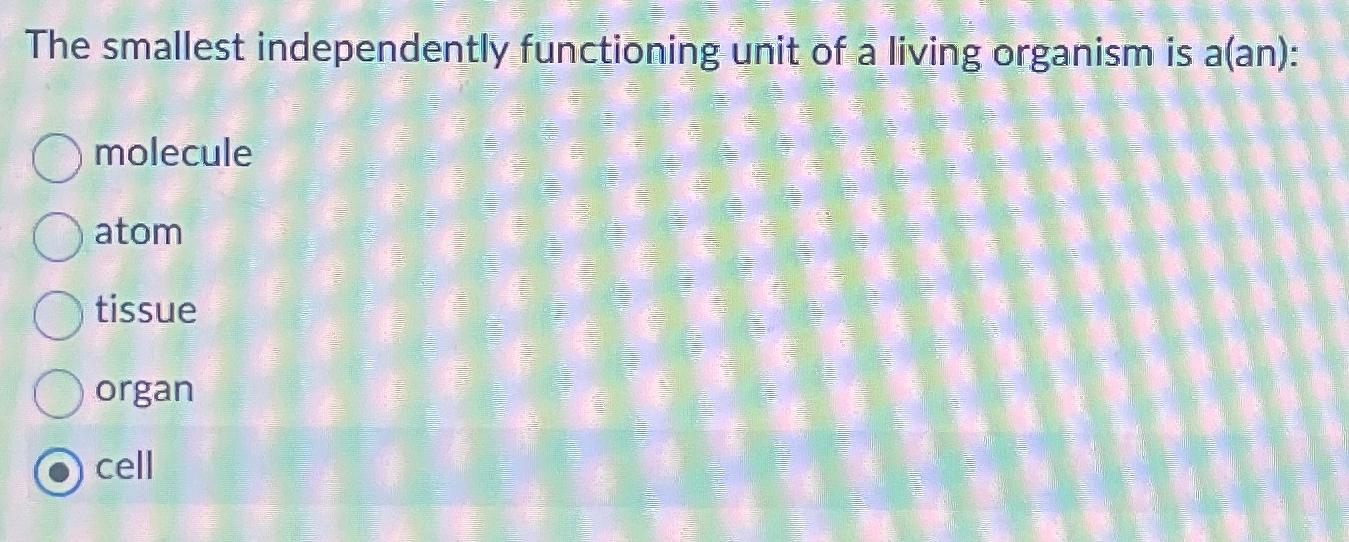 Solved The smallest independently functioning unit of a | Chegg.com