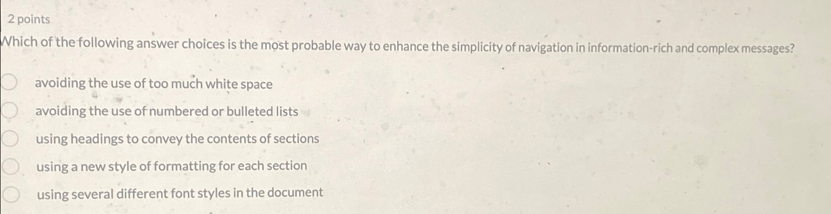 Solved 2 ﻿pointsWhich of the following answer choices is the | Chegg.com