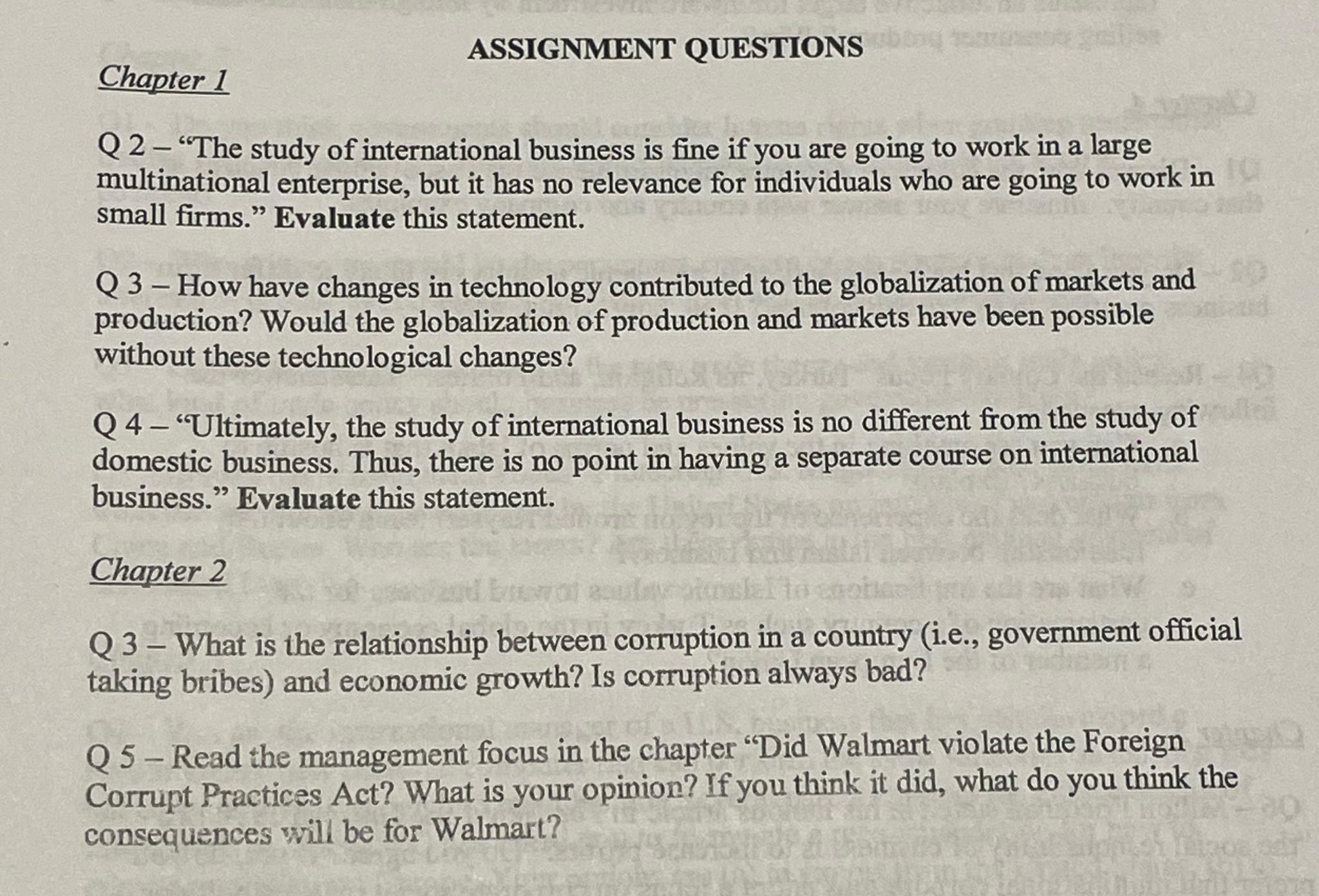 Solved ASSIGNMENT QUESTIONSChapter 1Q 2 ﻿"The study of | Chegg.com