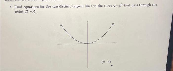 Solved 1. Find equations for the two distinct tangent lines | Chegg.com